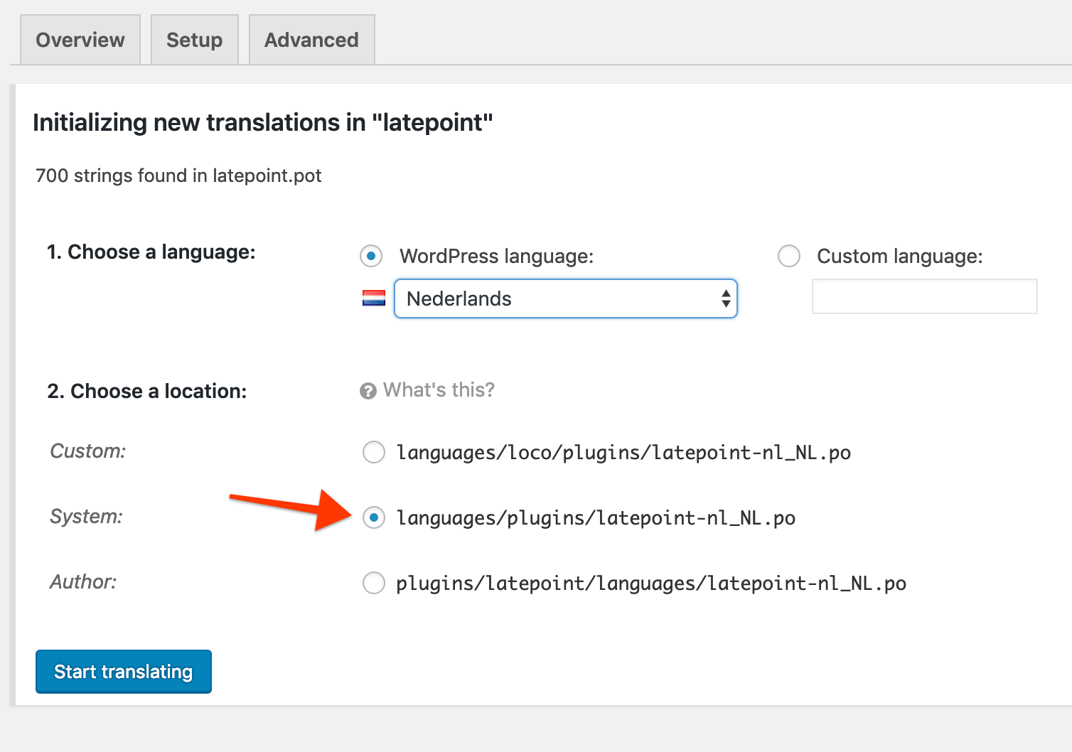 Where should I store translated language .po and .mo files – LatePoint Documentation