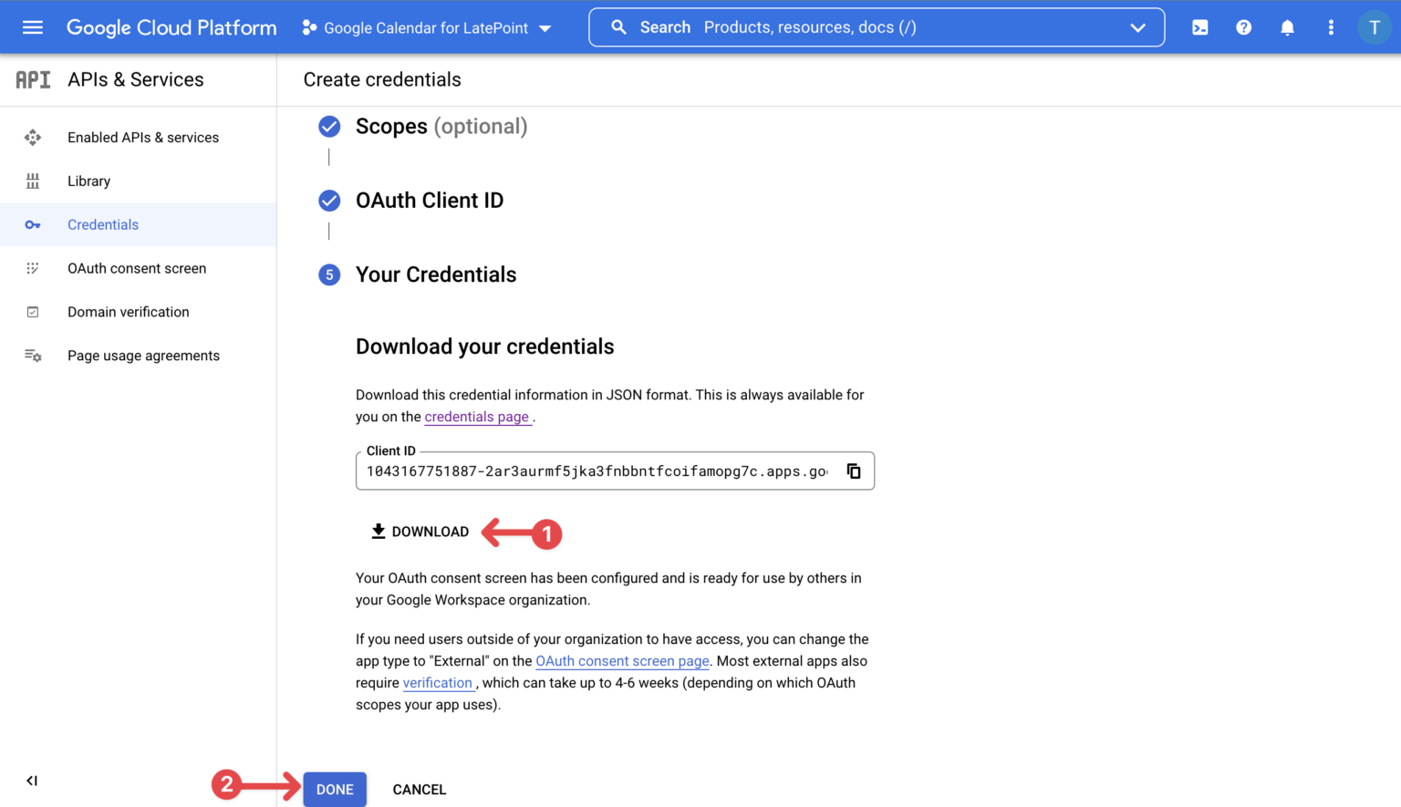 Generate Client ID and Secret for Google Calendar integration ...