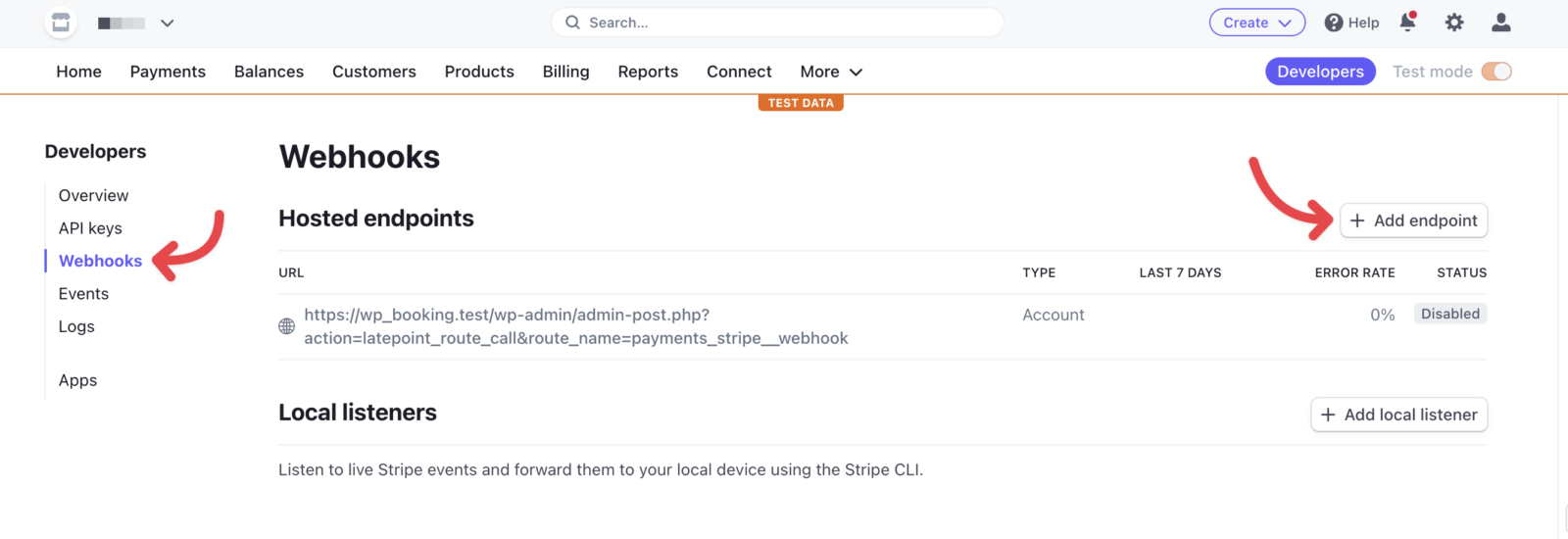 Setup webhook for Stripe payment notification – LatePoint Documentation